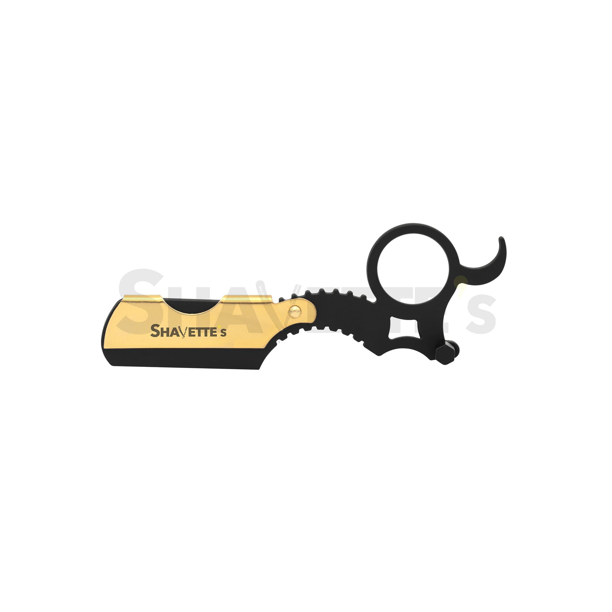 Black & Gold Swivel lock Barber Finger Shavette Razor - Shavettes